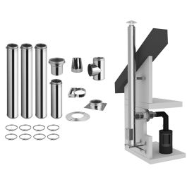 Dubbelwandige kachelpijp set via gevel | Experts in RVS kachelpijp systemen